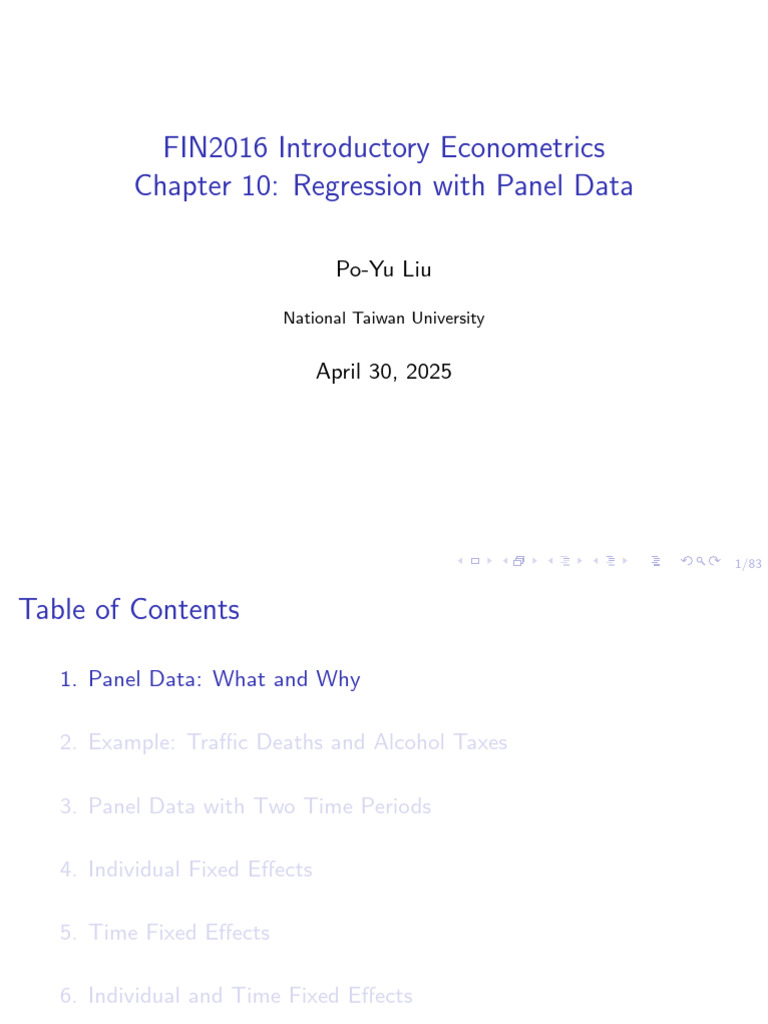 Chapter 10 Regression With Panel Data | PDF | Fixed Effects Model | Ordinary Least Squares