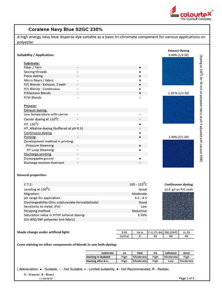 Coralene Navy Blue S2GC Dye Overview | PDF | Dyeing | Textiles