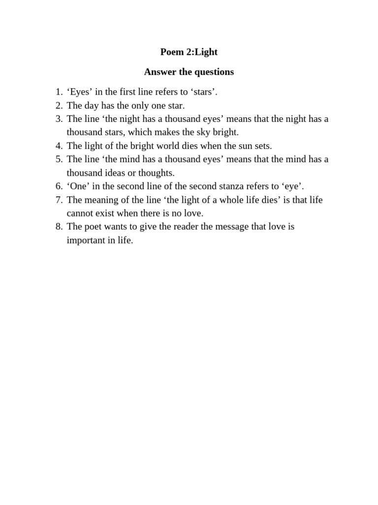 Poem Analysis: The Importance of Love | PDF