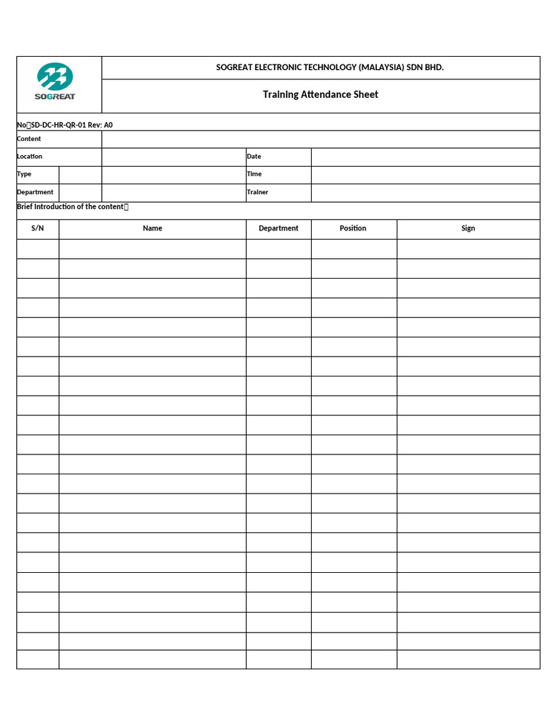 Training Attendance Record | PDF