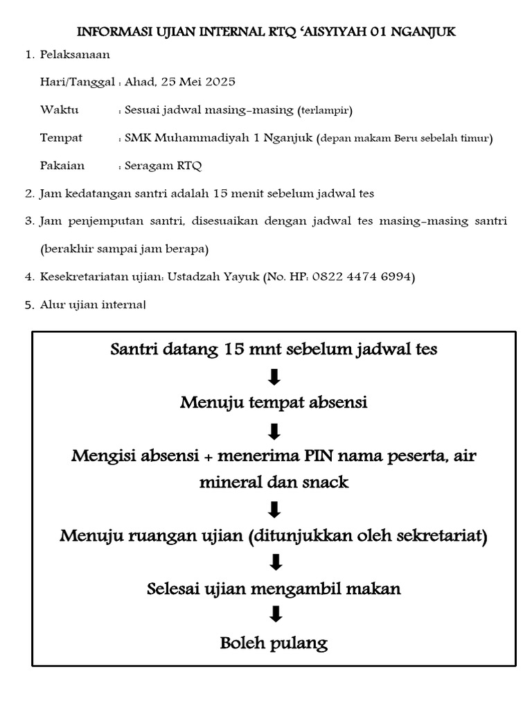 Informasi Ujian Internal & Eksternal | PDF
