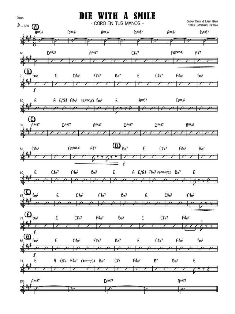 Die with a Smile Piano Sheet Music | PDF