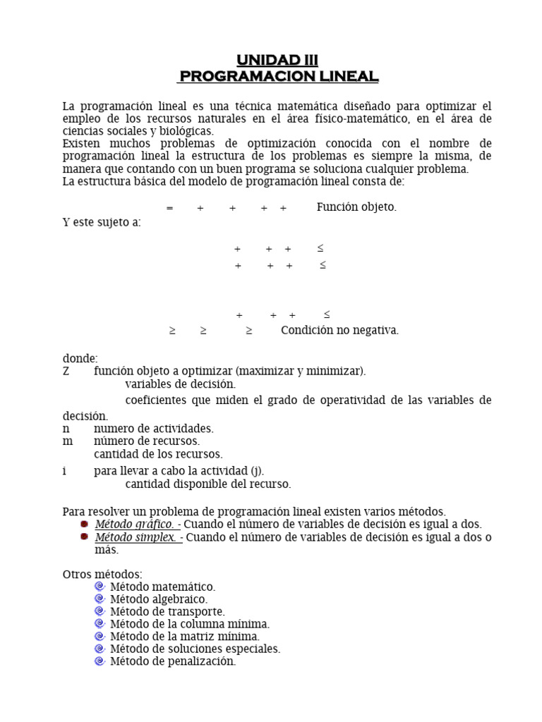Unidad Iii | PDF | Programación lineal | Matemáticas Aplicadas