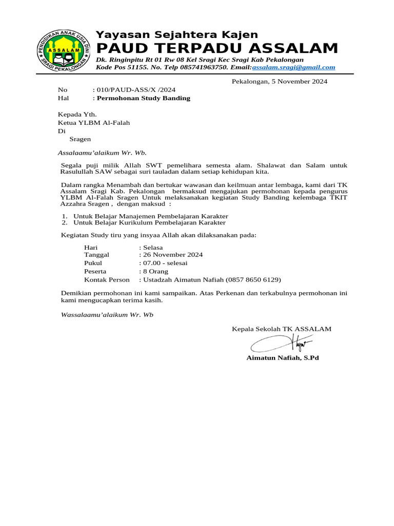 Surat Permohonan Study Tiru | PDF