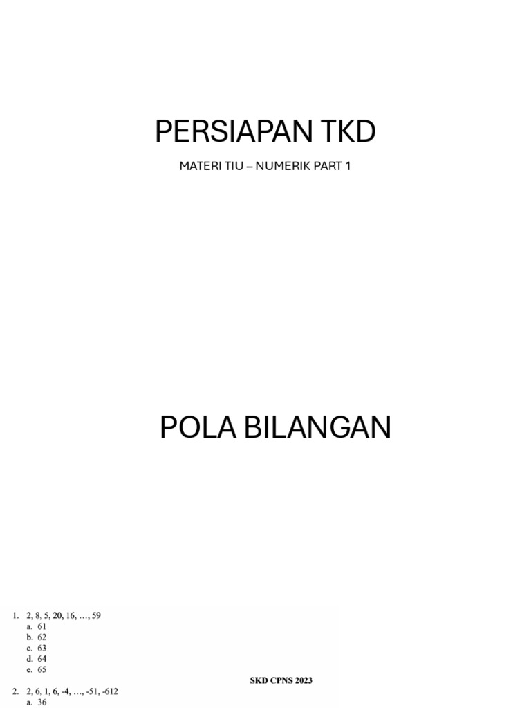 TKD - Materi TIU Numerik Part 1 | PDF