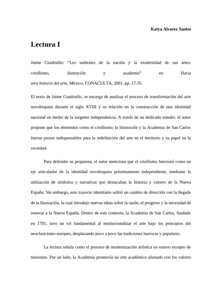 Lectura1 - Katya Alvarez Santos | PDF | Nueva españa | Era de iluminacion