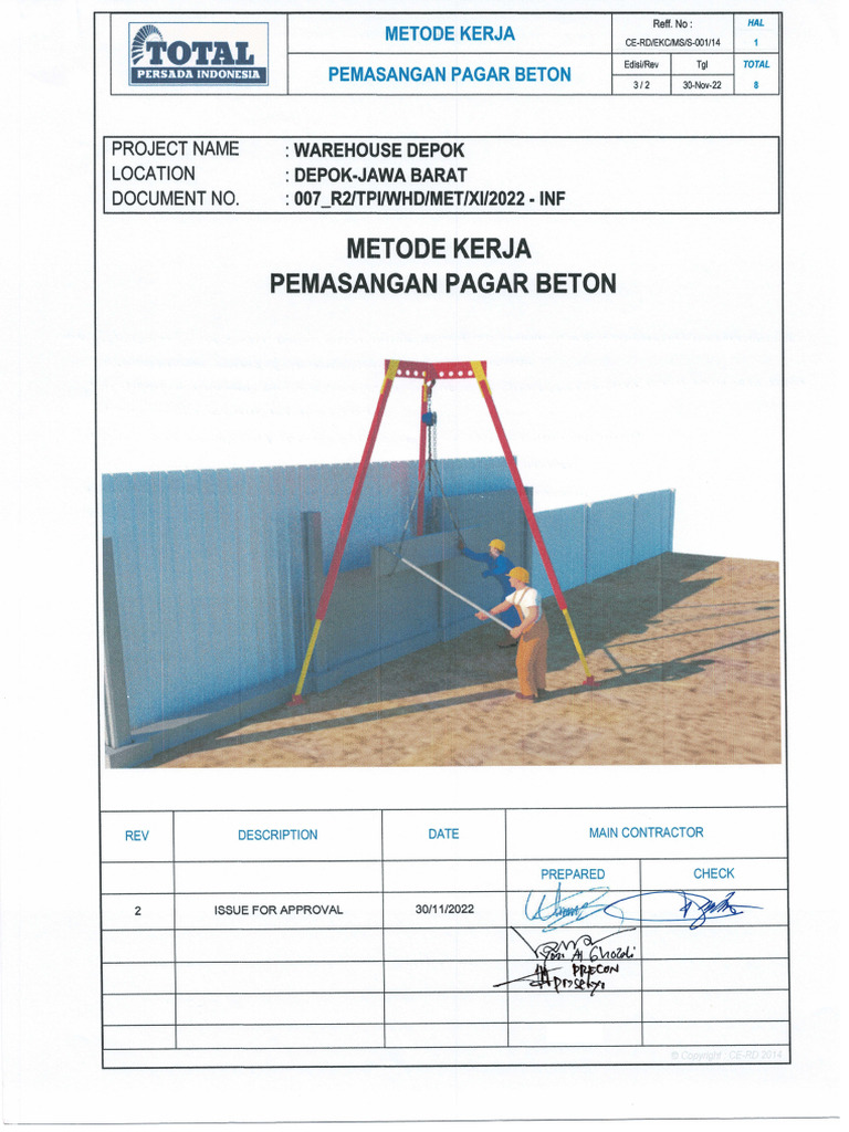 Metode Kerja Pemasangan Pagar Beton | PDF