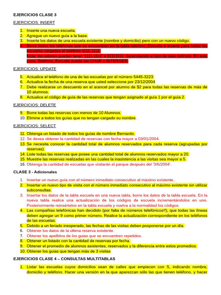 Ejercicios SQL | PDF | Bases de datos | Software de gestión de datos