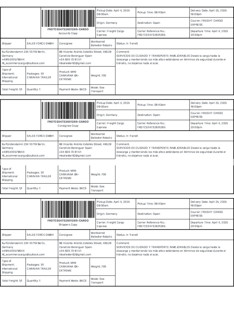 Freight Cargo Express WayBill | PDF