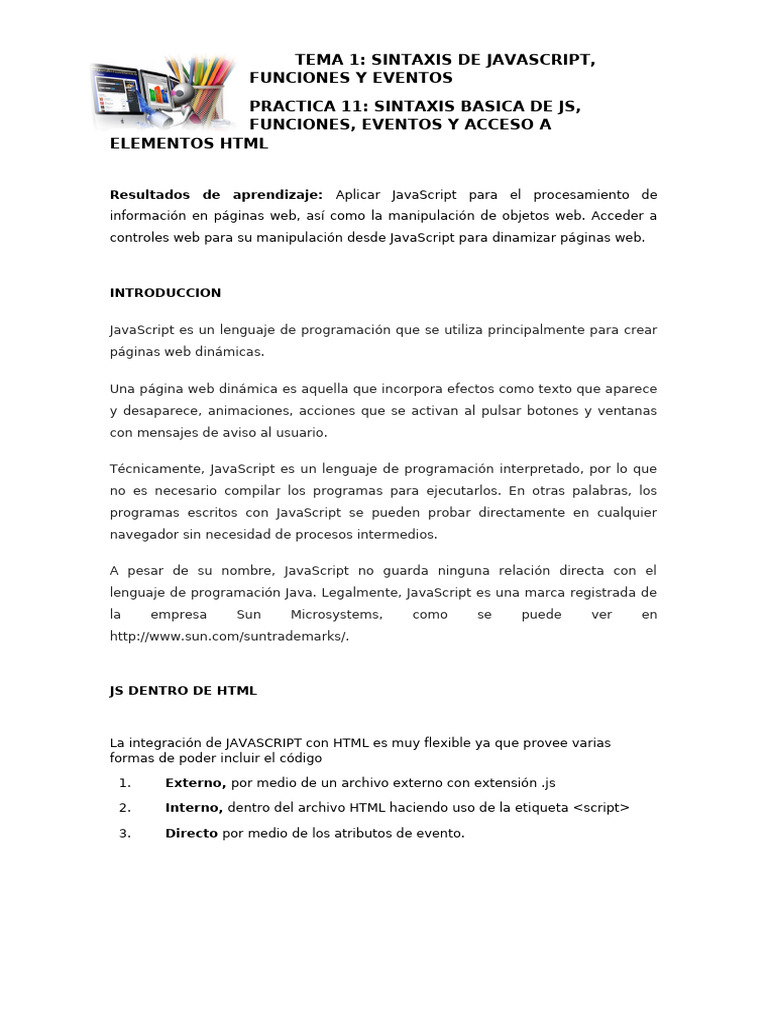 Sintaxis Basica de JS | PDF | Script Java | HTML