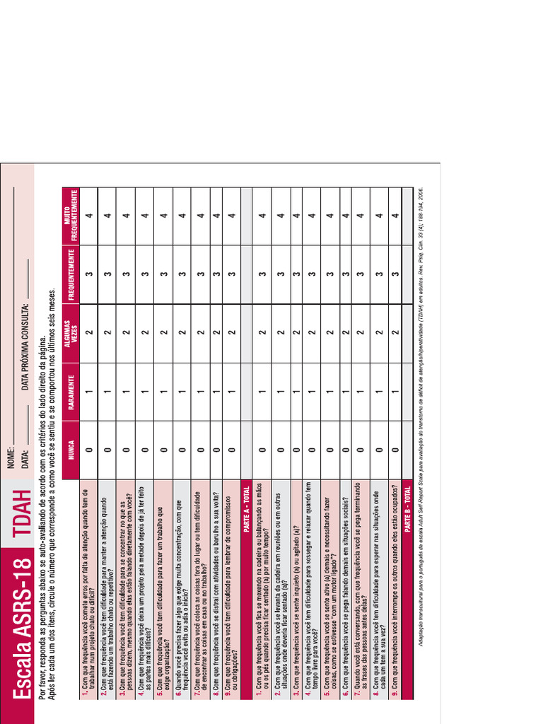 Escala ASRS 18 | PDF
