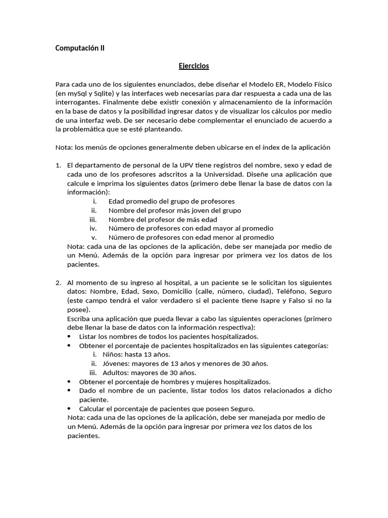 Guía de Ejercicios de Base de Datos | PDF | Bancos | Software