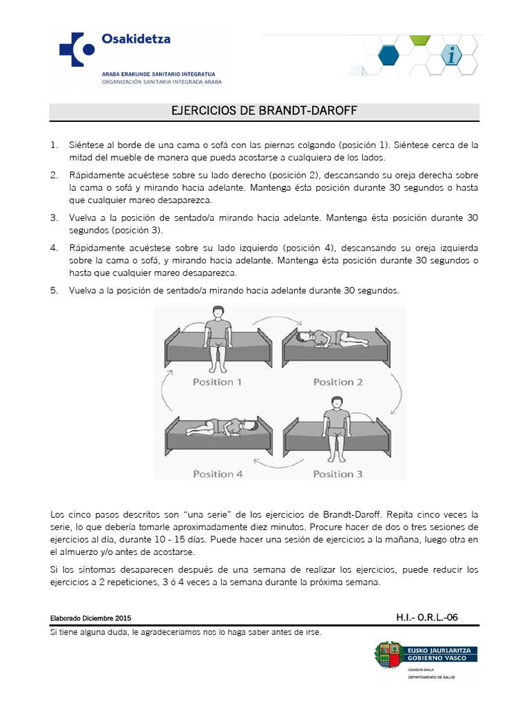 Ejercicios de Brandt-Daroff para Vértigo | PDF