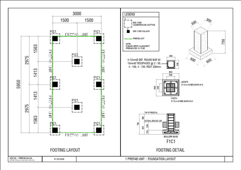 Foundation Plan - 8 Pedestals (1 Storey) | PDF