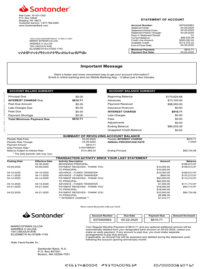 Statement Heloc 2025-05-01 | PDF | Credit Card | Interest