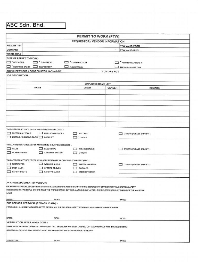 Permit To Work | PDF