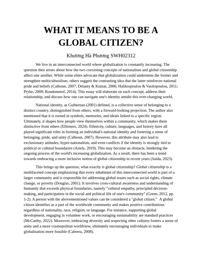 What It Means To Be A Global Citizen | PDF | Identity (Social Science ...