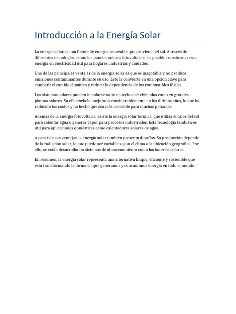 Introduccion A La Energia Solar | PDF