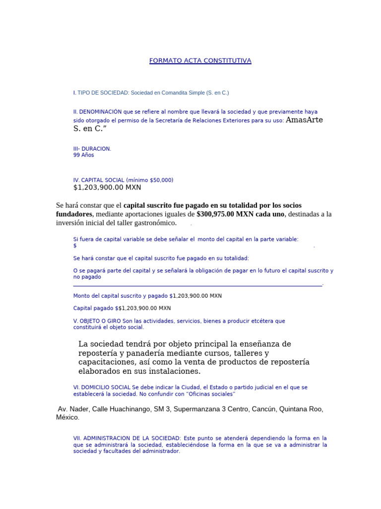 Formato Acta Constitutiva | PDF