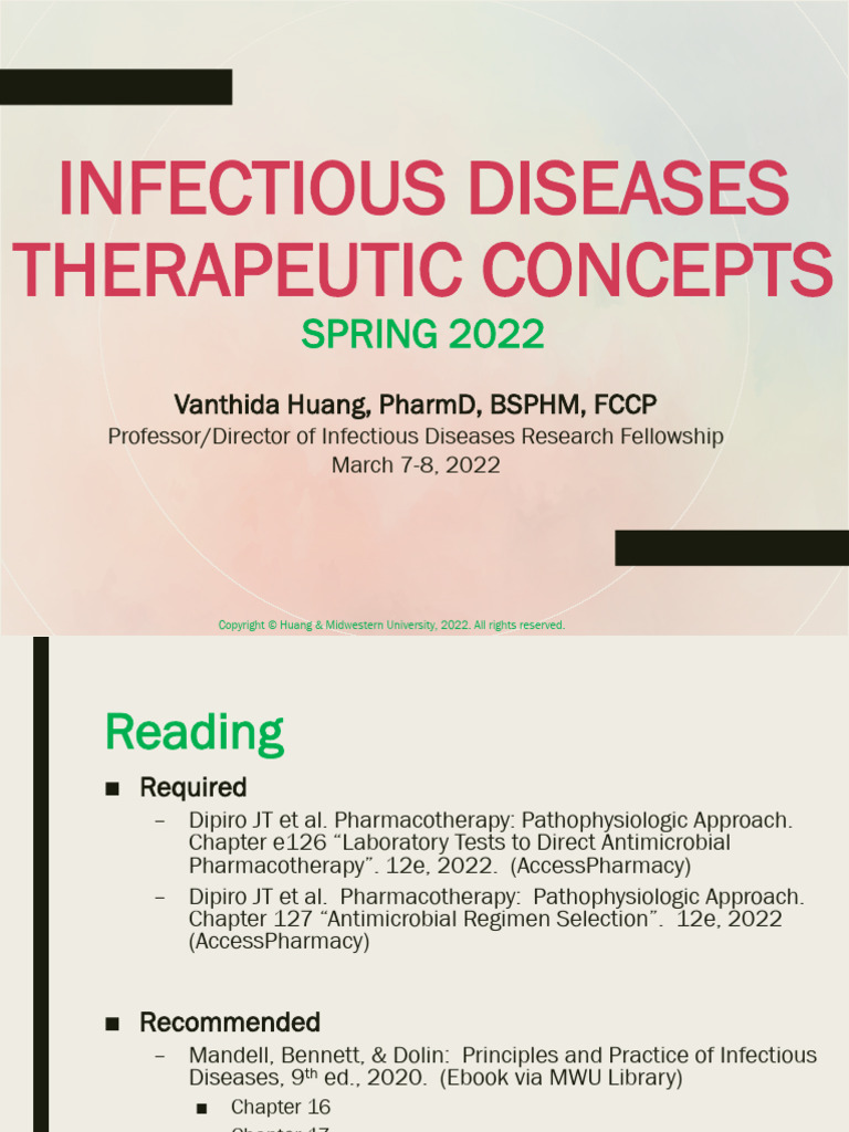 Infectious Diseases Therapy Overview | PDF | Beta Lactamase | Penicillin