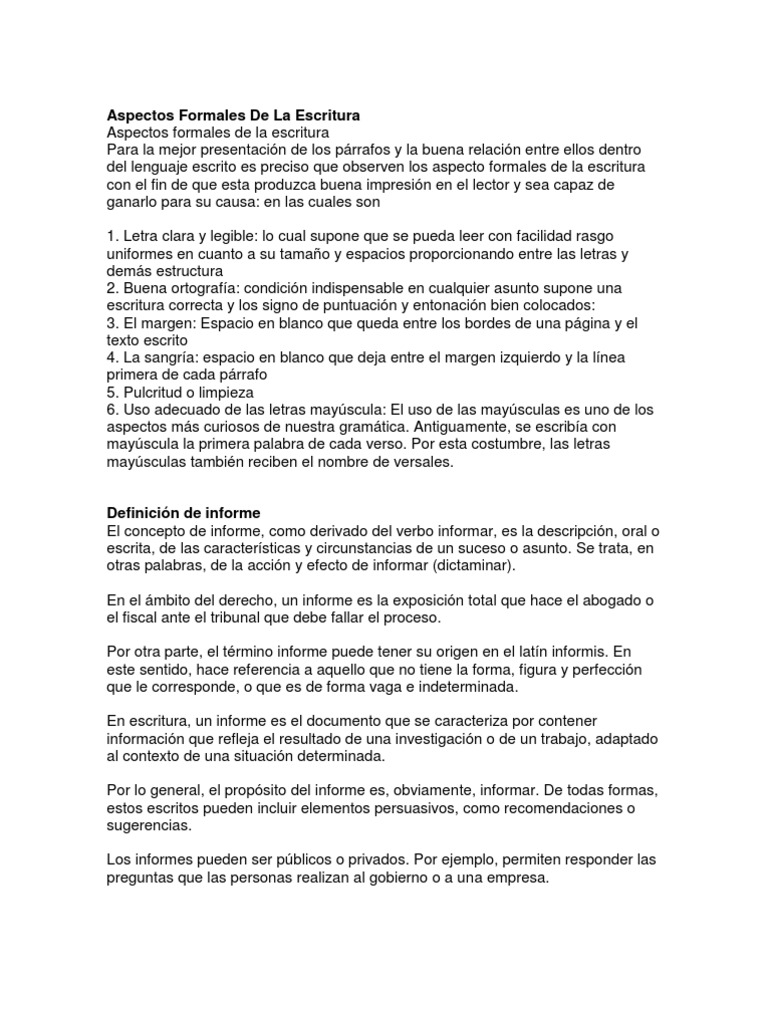 Aspectos Formales de La Escritura | PDF | Escritura | Publicación
