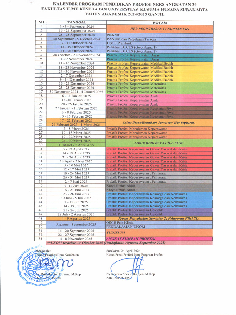 New - Kalender Program Pendidikan Profesi Ners Angkatan 20 - 20242025 ...