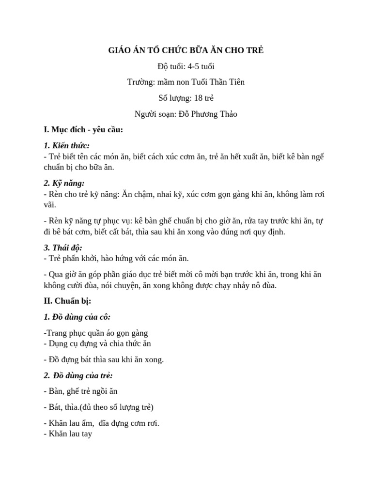 Giáo Án T CH C Gi Ăn | PDF