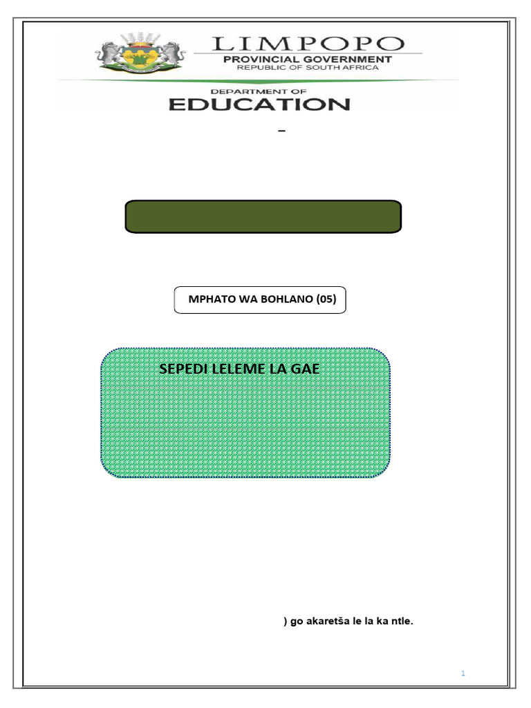 Sepedi Grade 5 Term 3 Assessment | PDF | Southern Africa | Languages Of ...