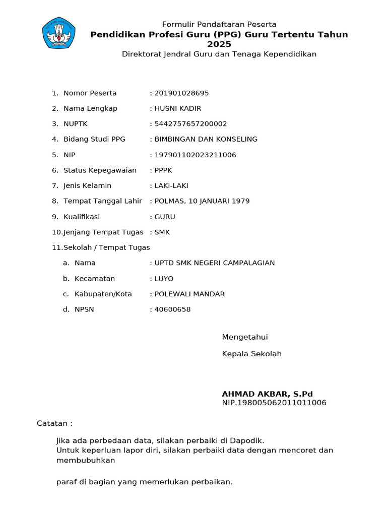 Format Formulir A1 | PDF