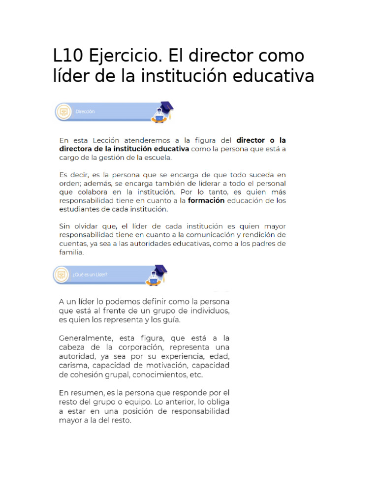 L10 El Director Como Líder de La Institución Educativa | PDF