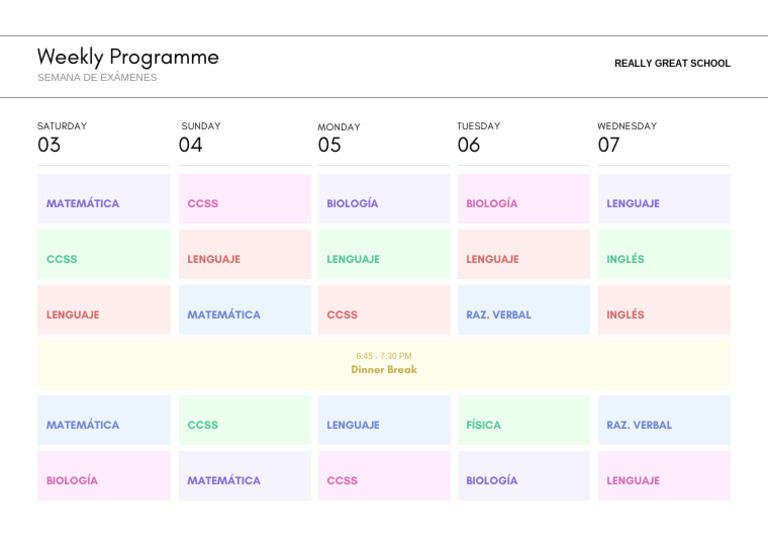 White Colorful Class School Schedule Planner | PDF