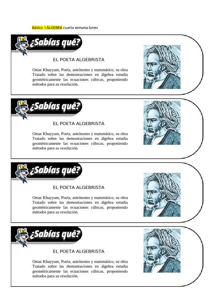 SABIAS QUÉ ALGEBRA Basico I Semana 4 Aaa Segundo Bimestres | PDF