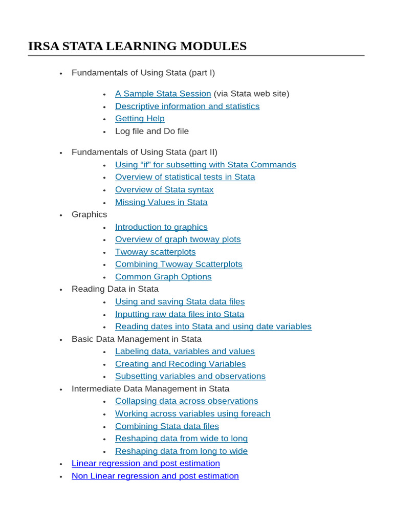 Irsa Stata Learning Modules | PDF