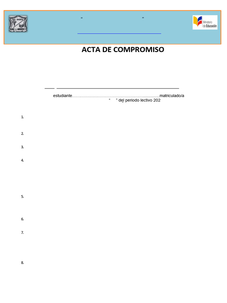 Acta de Compromiso Veronica Zambrano Cuarto | PDF