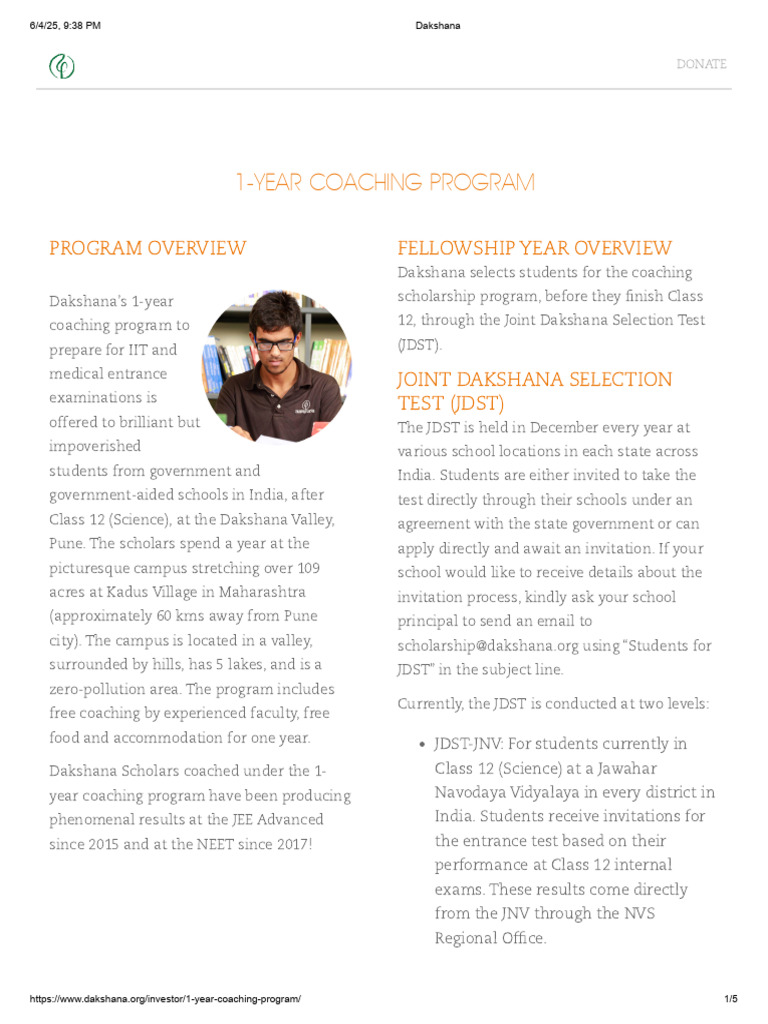 Dakshana 1-Year IIT & Medical Coaching | PDF | Schools