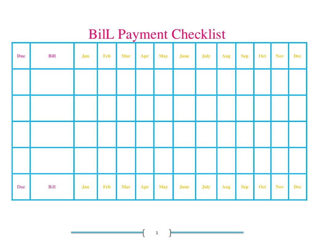 Bill Payment Checklist | PDF