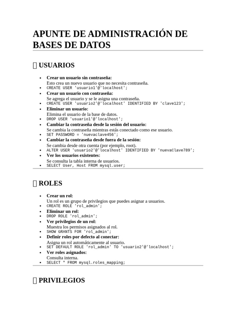 Apunte de Administración de Bases de Datos | PDF | Bases de datos | Software de gestión de datos