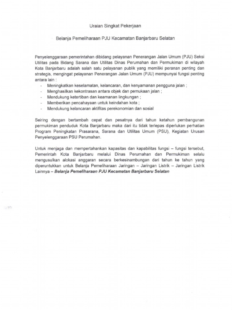 Uraian+Singkat+Pem +Pju+Kec +BBS | PDF