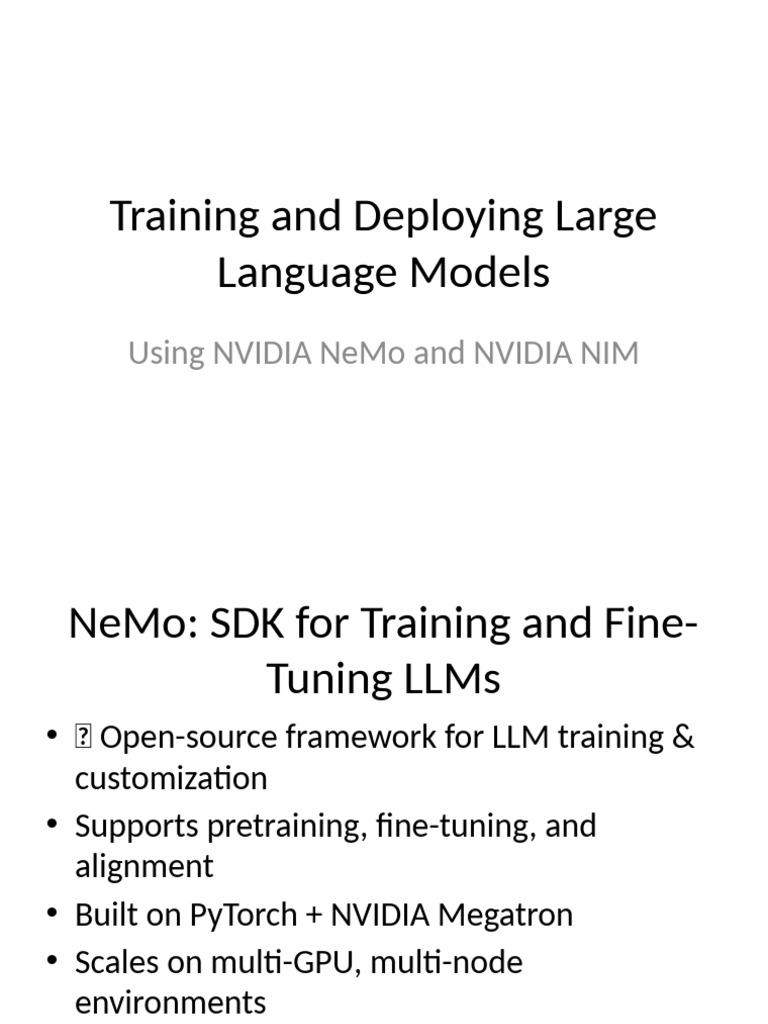 NVIDIA NeMo NIM Presentation (Autosaved) | PDF