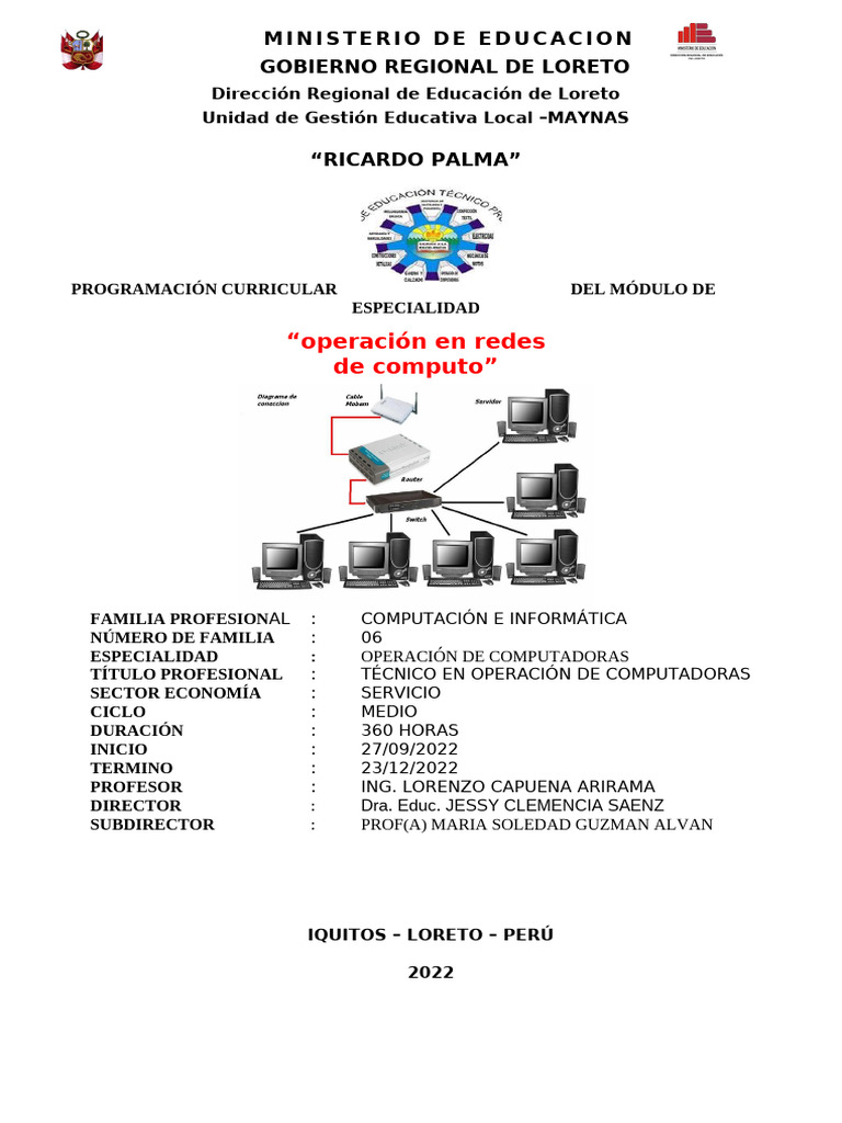 Programacion Vi Operación en Redes de Computo-2022 | PDF | Red de ...