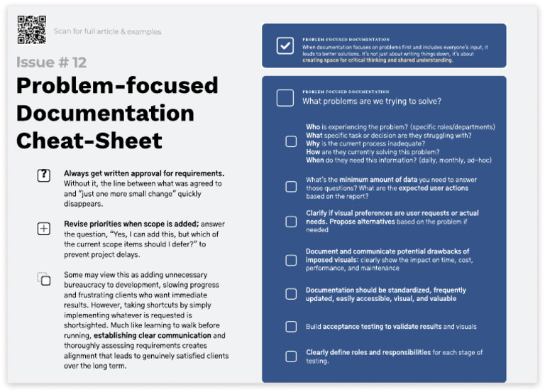 Problem Focused Documentation Cheat-Sheet | PDF | Documentation | Computing