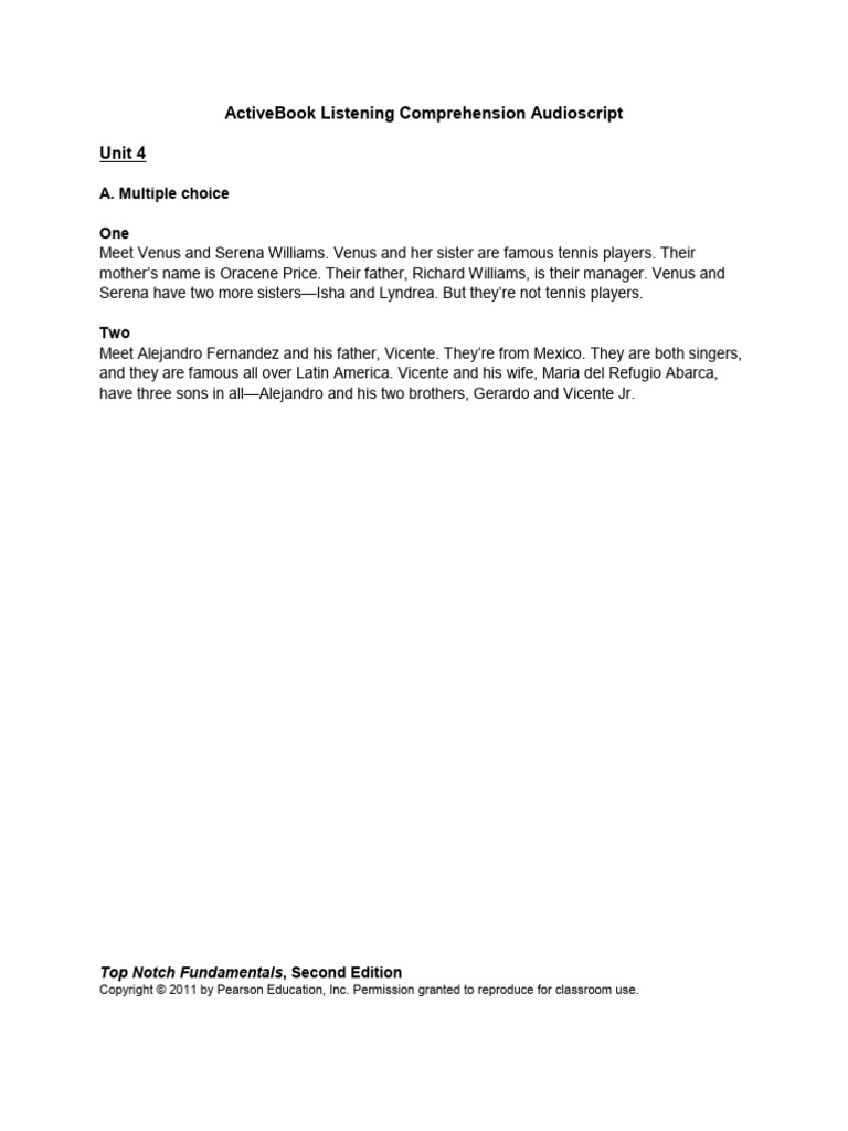 UNIT 04 ActiveBook Audioscript | PDF