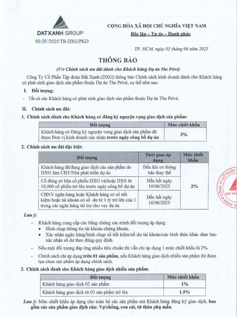 03.06.2025 - TB37.DXG - Chính sách kinh doanh dành cho Khách hàng 2 | PDF
