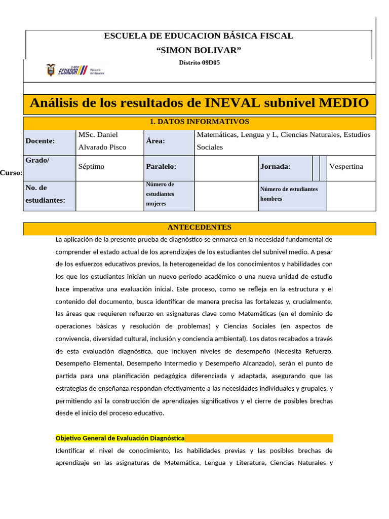 Analisis de Los Resultados INEVAL | PDF | Evaluación | Educación primaria