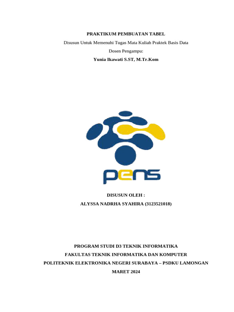 Praktikum Pembuatan Tabel Database | PDF
