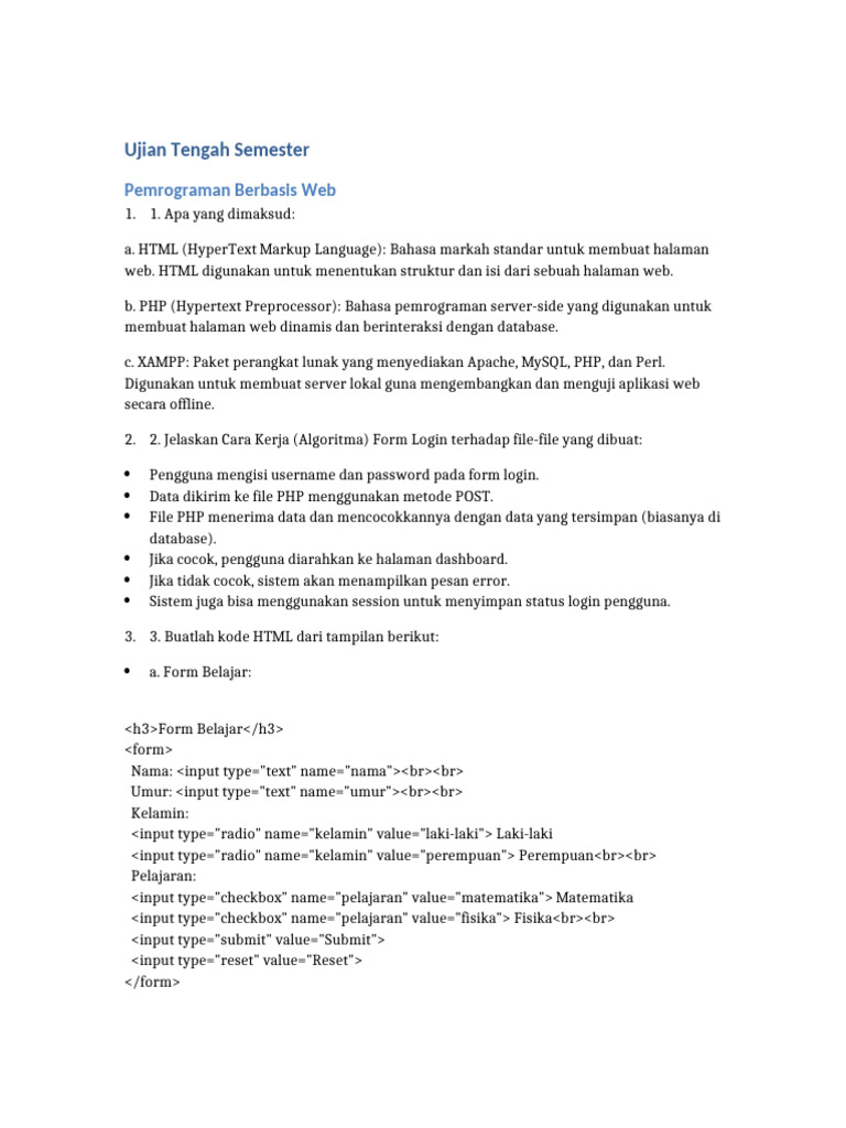 UTS Pemrograman Berbasis Web | PDF