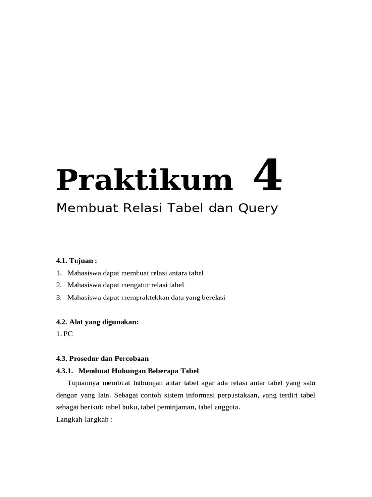Relasi Tabel dan Query Praktikum Database | PDF