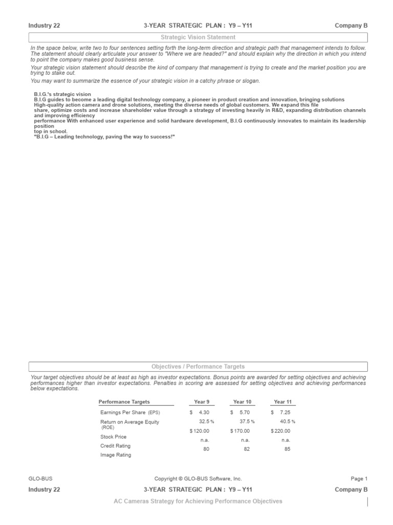 Company B 3-Year Strategic Plan Y9-Y11 | PDF | Income Statement | Business