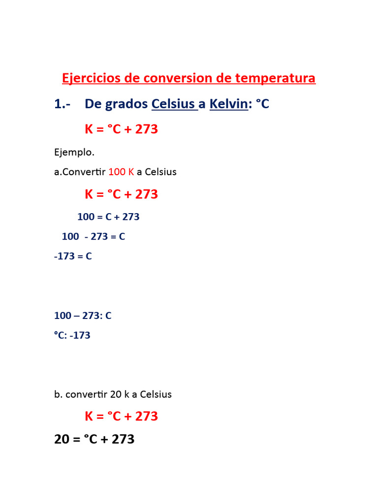 Ejercicios de Conversion de Temperatura Compress | PDF