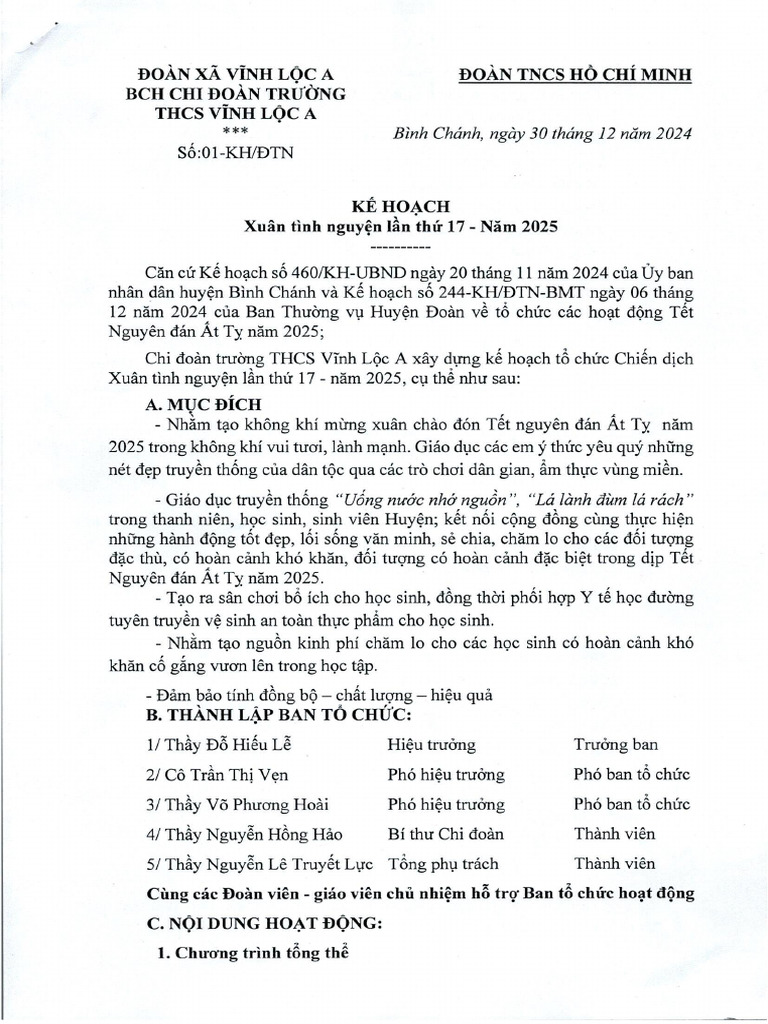 Ke Hoach Hoi Xuan_0001 | PDF